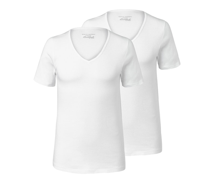 Kvalitní spodní trika z jemně žebrované pleteniny, s krátkým rukávem a ...